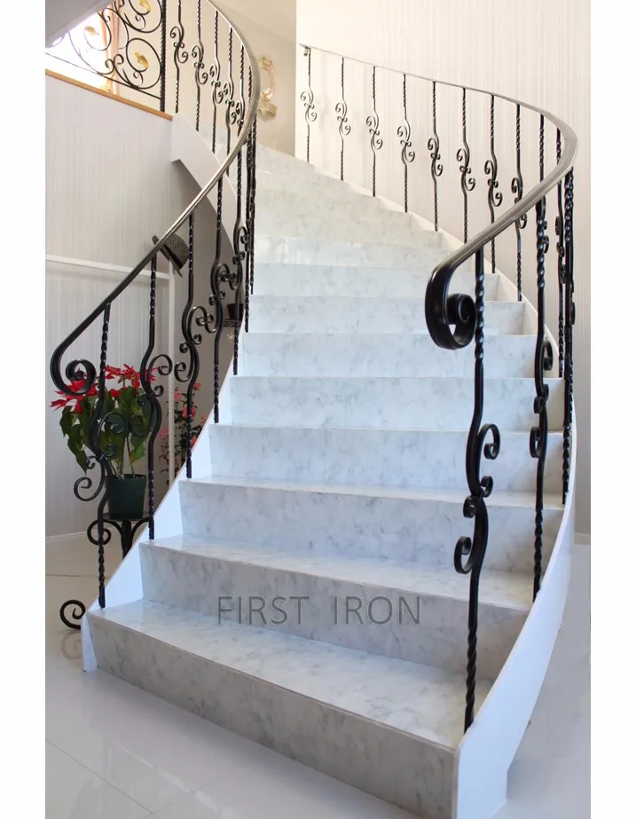 Modern Japanese Style Wrought Iron Curved Stair Railings