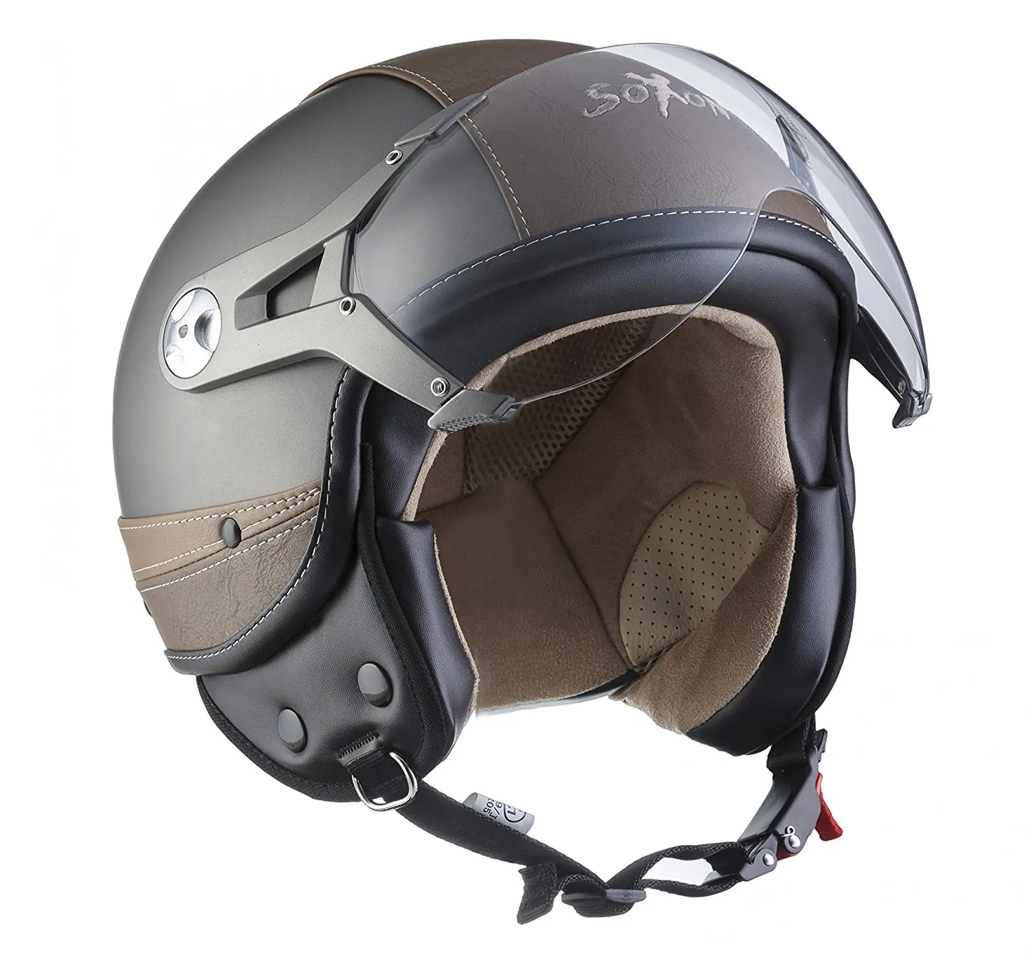 SOXON SP-325-MONO Crystal Blue · Moto Casque Jet Retro Chopper Pilot ...