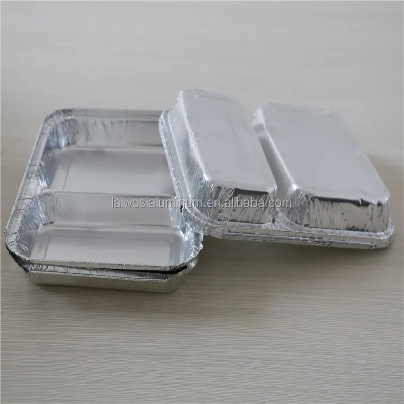 Takeaway Divided Aluminum Foil Meal Box For Food Packaging Use In ...