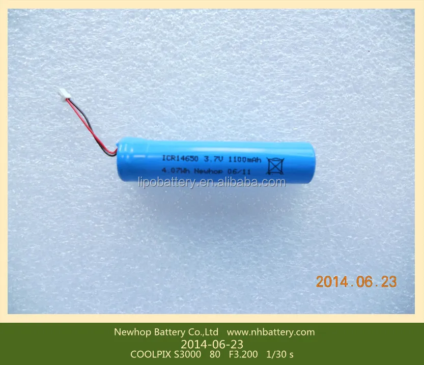 Shenzhen 3.7v Icr 14650 Li-ion Rechargeable Battery 1100mah For T8 Tube ...