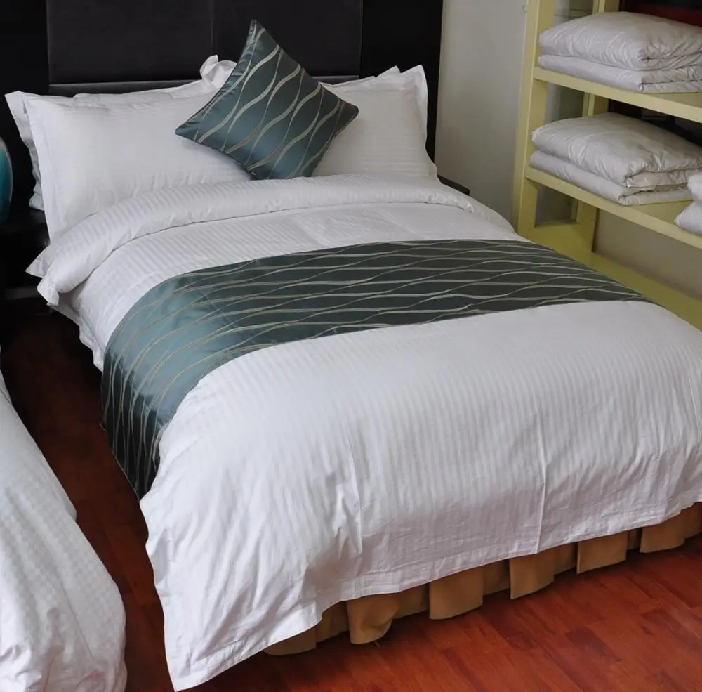 Wholesale High Quality White 1cm Stripe Luxury Hotel Bed Linen