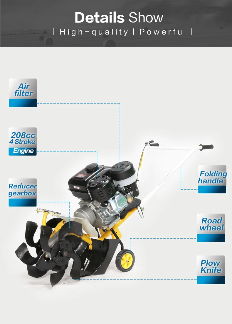 Mini Tiller Cultivator - Efficient Farm Trenching Machine