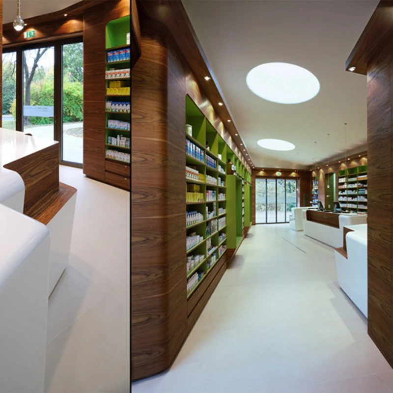Custom Made Wall Wood Medical Display Store Counter Interior Design ...