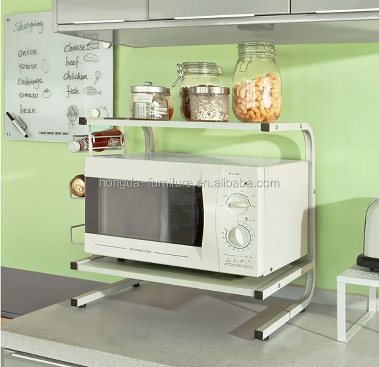 White Wood Microwave Oven Rack For Kitchen - Buy Wood Microwave Oven ...