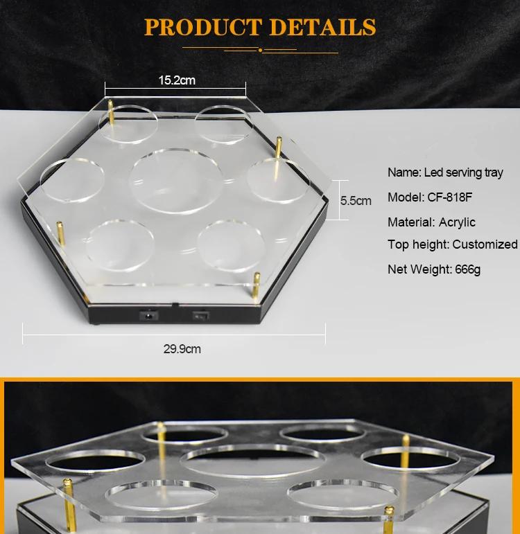 Rechargeable LED Shot Lighted Serving Trays - Acrylic
