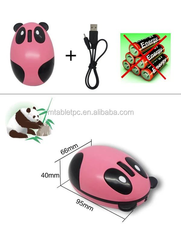 Cute Panda Shape Rechargeable Wireless Mouse Optical Computer Mouse For ...