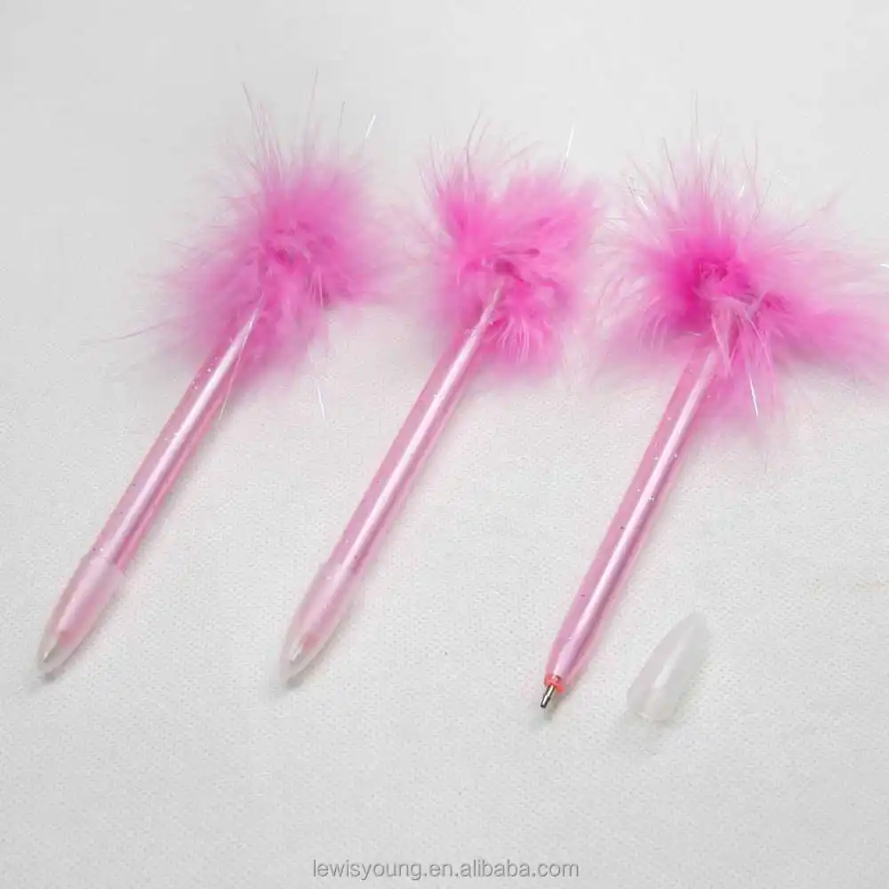 Novelty Fluffy Ball Pen,White Transparent Pen Cap & Paillette Barrel ...