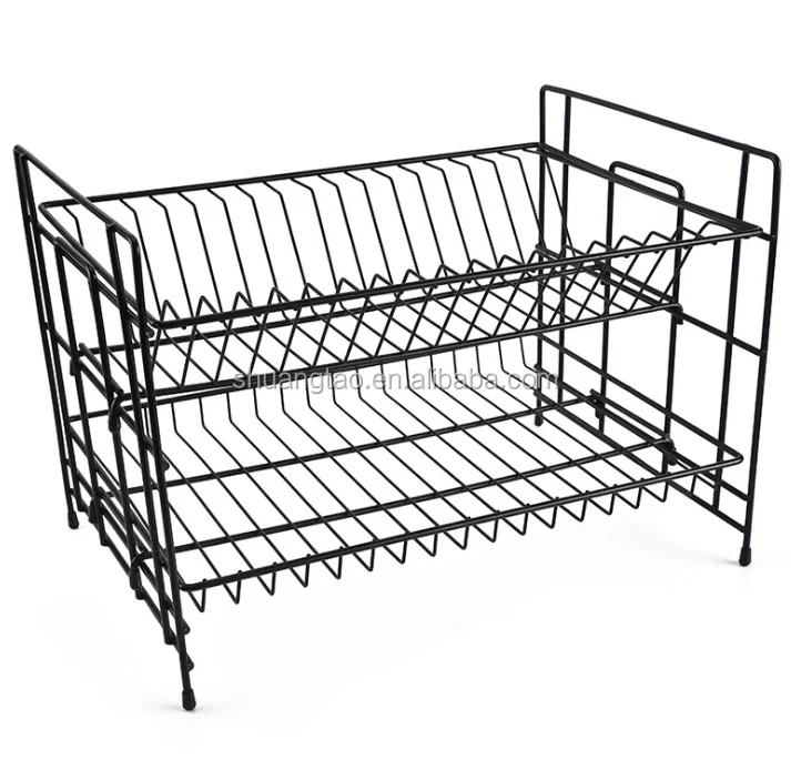 Black Iron Full Dish Set Standing Shelf With Tray Unique Metal Dish ...