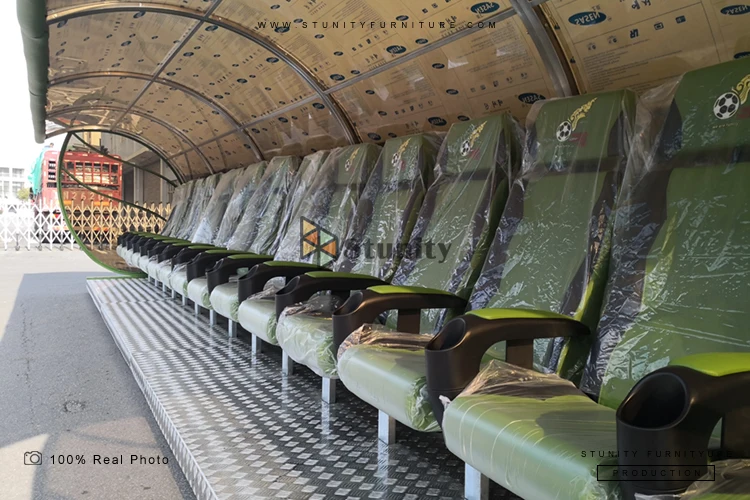 Football Stadium Soccer Player Bench Seats with Clear Green Shield