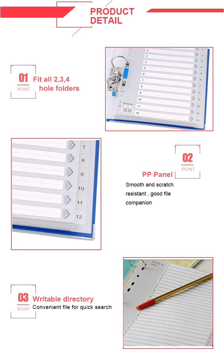 High Quality 13c A4 Pp Stationery Color Index File Folder Tab Dividers ...