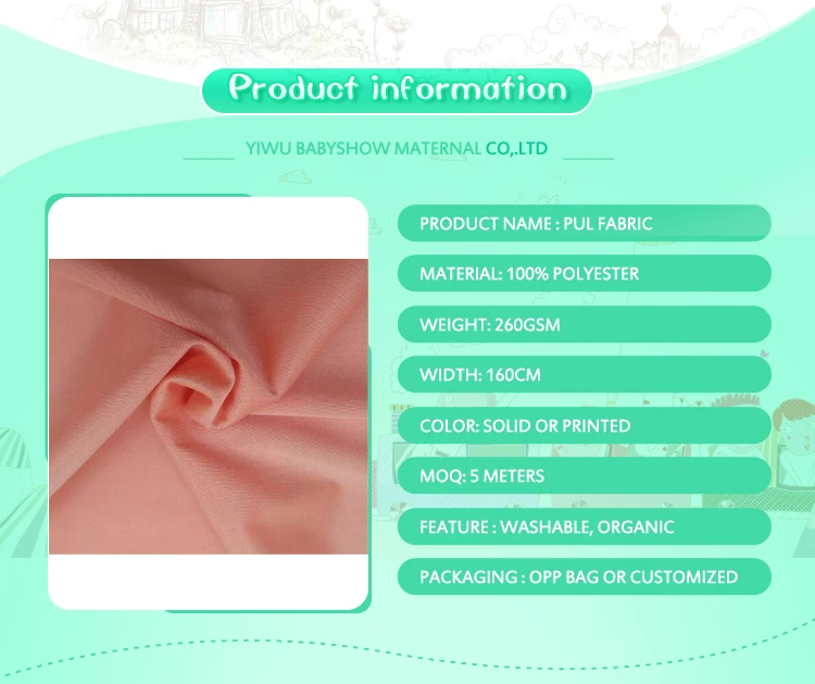 100% Polyester Knitted Pul Waterproof Cloth Diaper Fabric Laminated ...