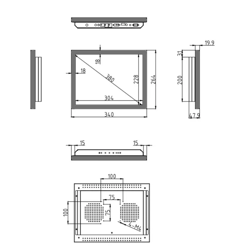 12.1" Square Touch Screen Open Frame Lcd Monitor For Waterproof ...
