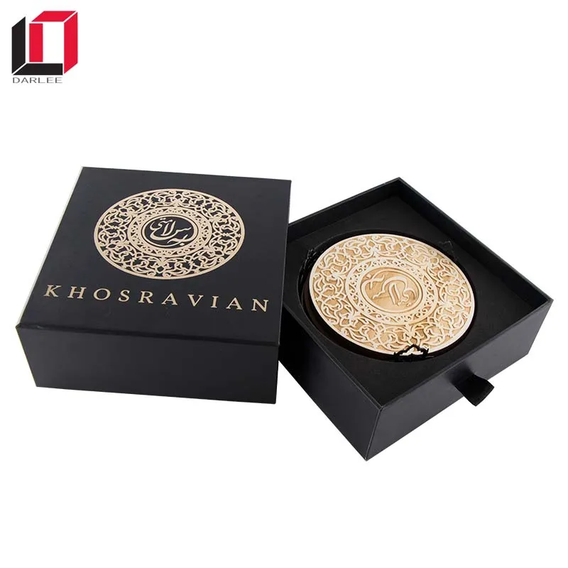 Round Wooden Coaster Packaging Drawer Box from Shenzhen Darlee Gift Package