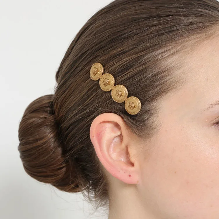 H1004 Popular Baroque Style Hair Pins Medallion Gold Coin Hair Pin ...