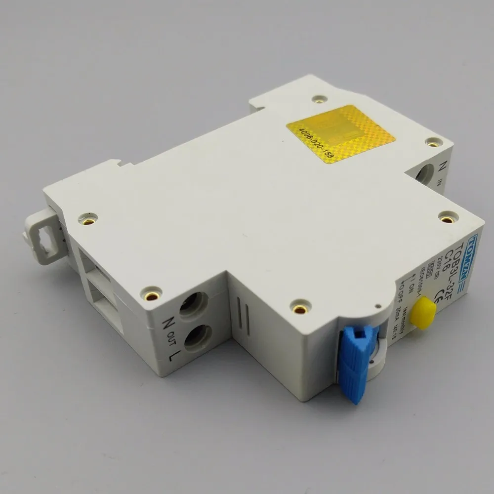 Tob3l-32f 18mm Rcbo 16a 1p+n 6ka Residual Current Circuit Breaker With Over Current And Leakage ...