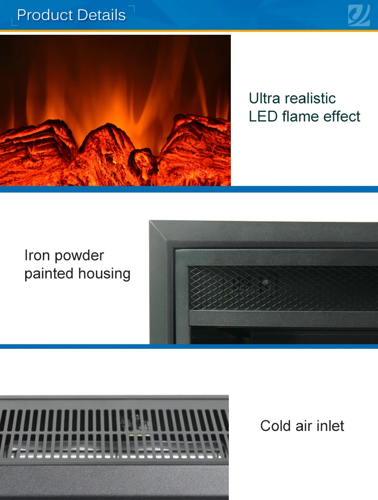 1500w Electric Home Insert Artificial Flame Fireplace Heater Cast Iron ...