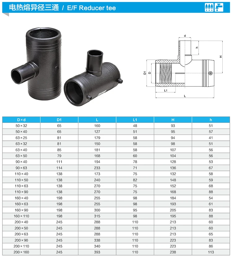 PE HDPE Pipe Electrofusion Fittings - Reducing Tee Prices