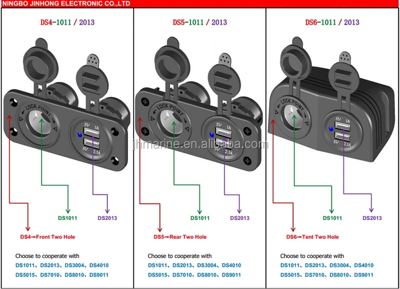 Double Ports Panel Mount 12v Usb Charger Socket With Nut And Usb Cover ...