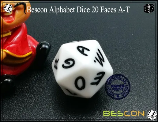 Bescon Alphabet Dice 20 Faces A-t Uppercase,20 Sides Letter Dice - Buy ...