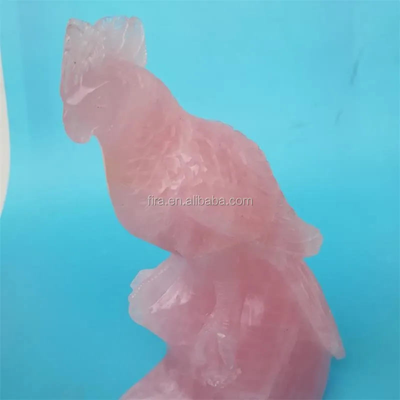 Realistic Natural Semi Precious Stone Rose Quartz Crystal Parrot ...