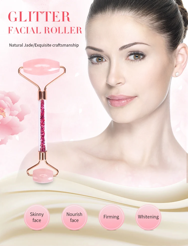 Rose Quartz Facial Massage Roller Pink Face And Neck Jade Roller Oem ...