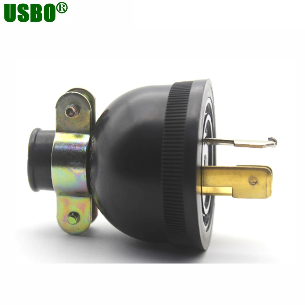 Black Male Nema 250V Power Core End 3 Prong Twist Lock