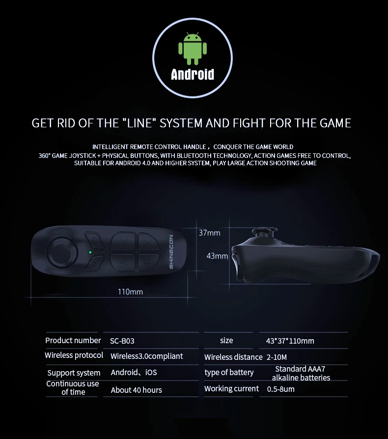Vr Shinecon Vr Glasses Remote Controller For 3d Vr Game - Buy Remote ...