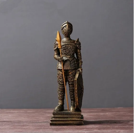 Resin Antique Vintage Medieval Gold Silver Armor Knight Figurine ...