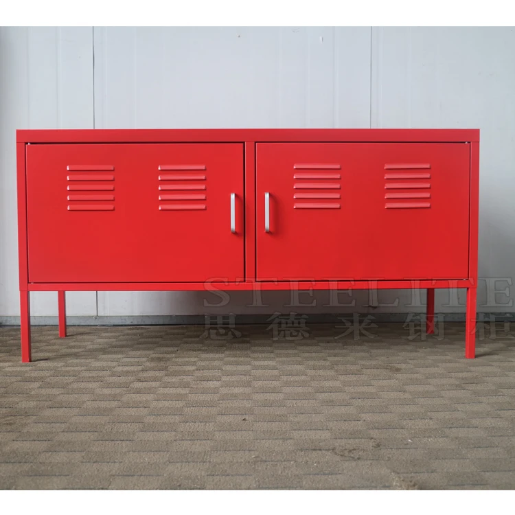 Een Punt Klink 2 Deur Rood Ps Metalen Kast Met Benen/antieke Rode Staal ...