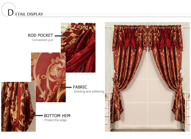 Shop Elegant Red Luxury Curtains with Valance - ZUCCHI