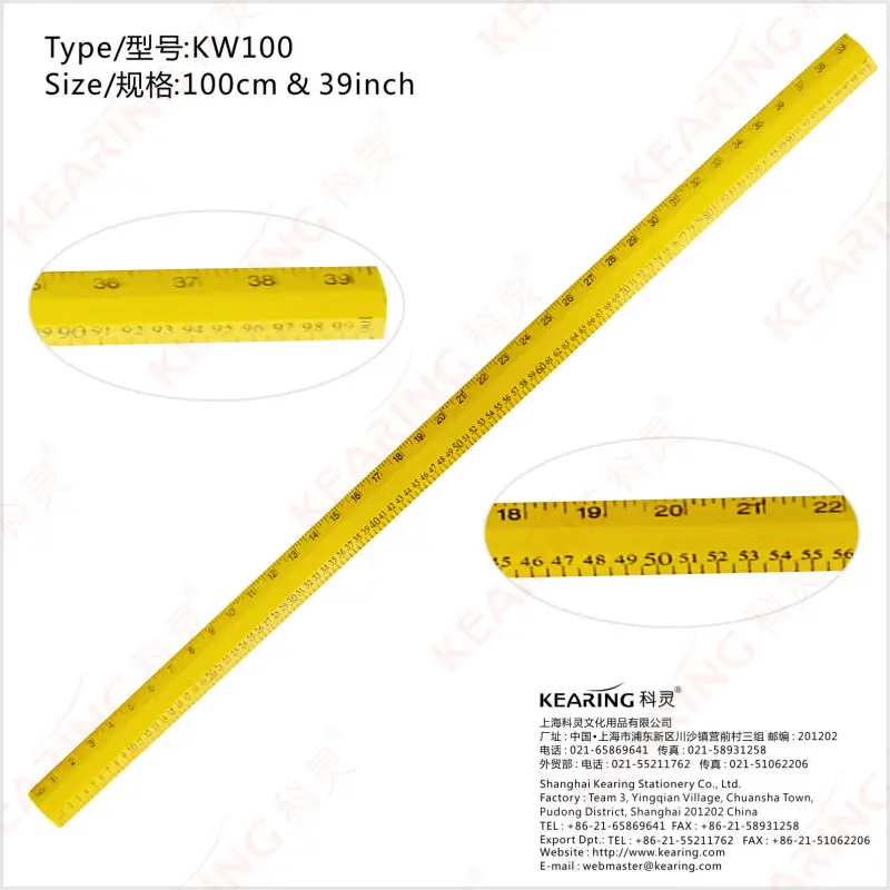 Kearing Wooden Ruler,Straight Wooden Ruler With 1m And 39 Inch Scale ...