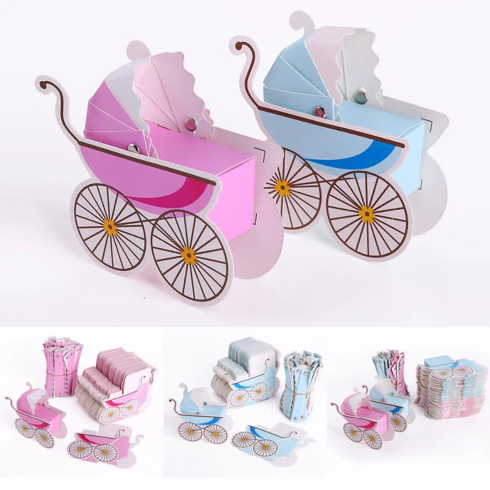 Favor Gift Box Wedding Baby Stroller Party Candy Craft Decoration Pink ...