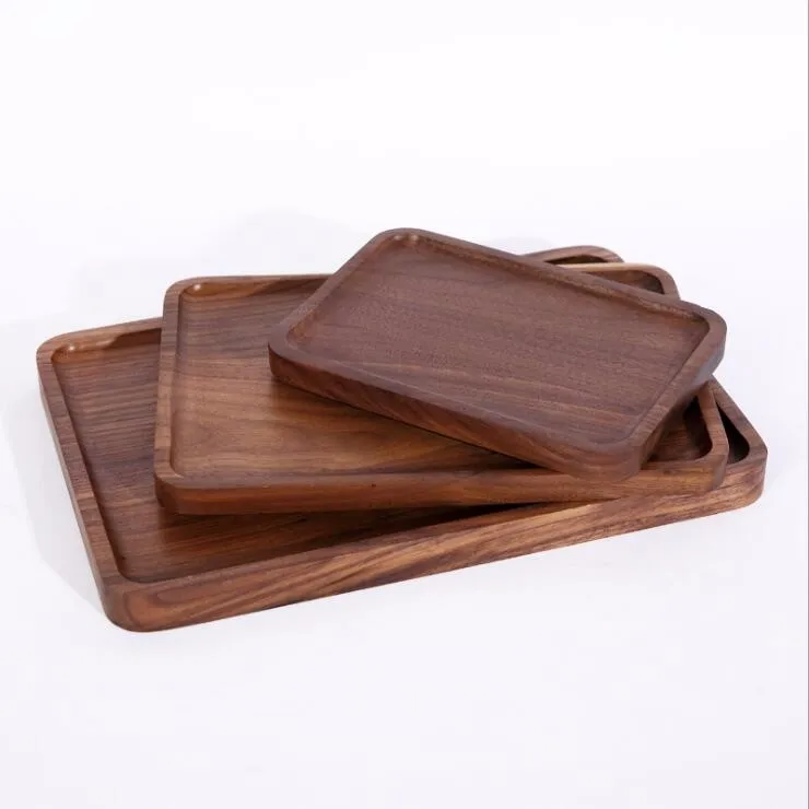 Rectangular Walnut Wood Coffee Serving Tray Food Wooden Trays - Buy ...