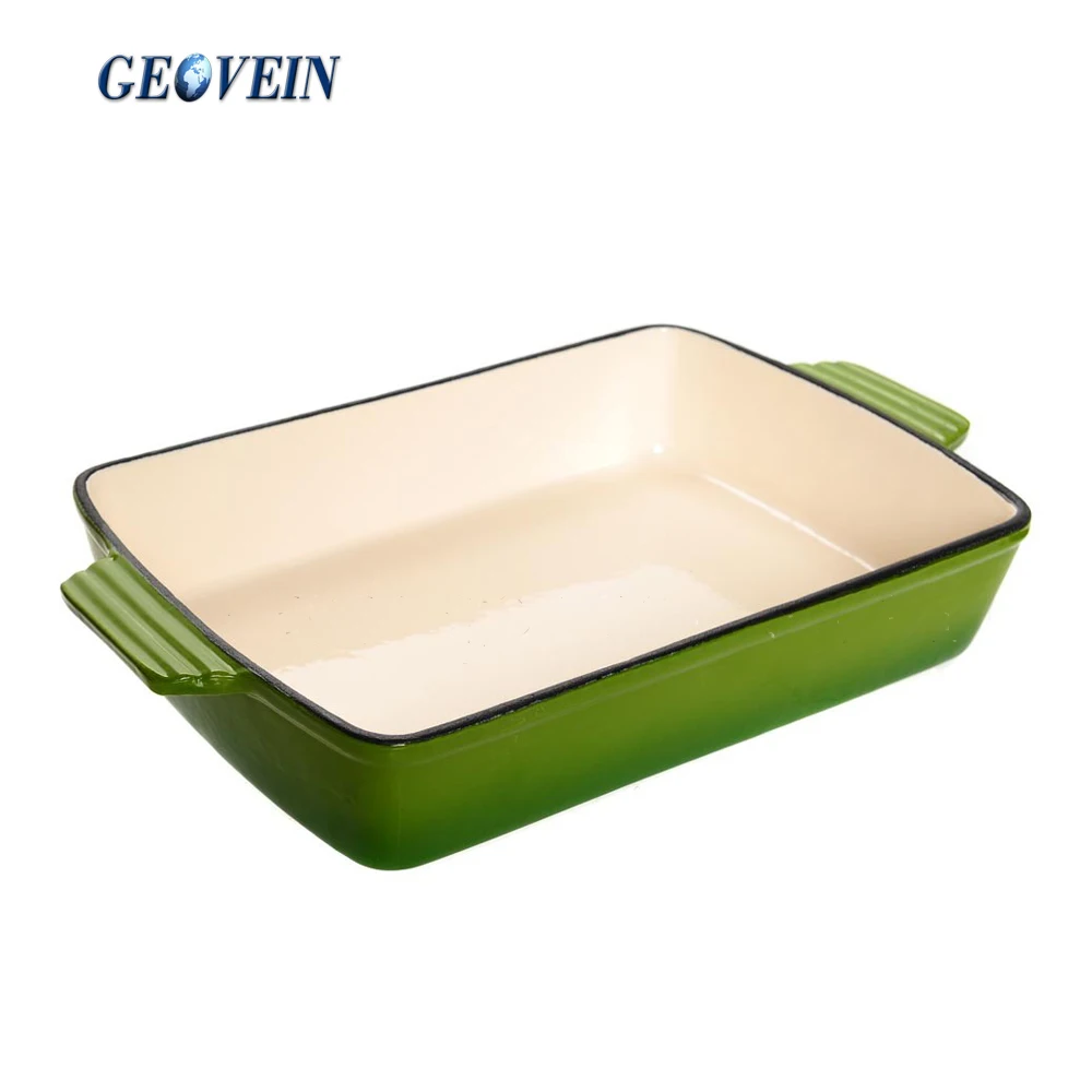 Rectangle Enamel Pot Stew Pan Cast Iron Cookware With Two Help Handles ...