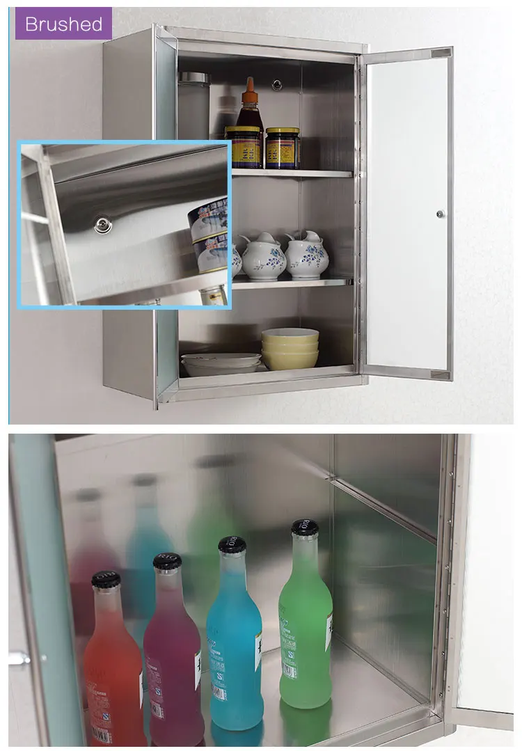 Modern Wall Mounted Kitchen Storage Cabinets Stainless Steel Matte ...