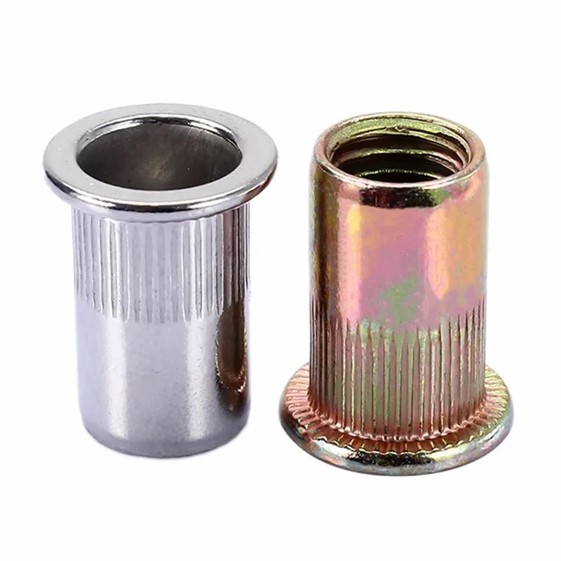 M4 Steel Iron Knurled Body Open End Reduced Flat Small Head Rivet Nut ...