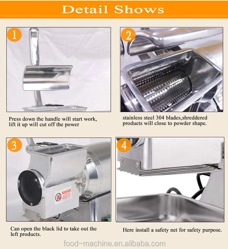 Industrial Automatic Electric Mozzarella Cheese Grater Machine