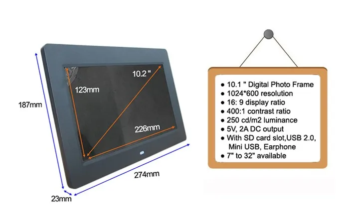 10 Inch Tft Lcd Gif Digital Picture Frame With Led Video Show Shelf ...