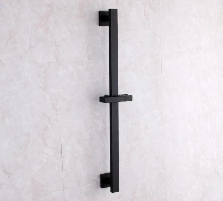 Wall Mount Hand Shower Square Rail Slide Bar - Adjustable Black