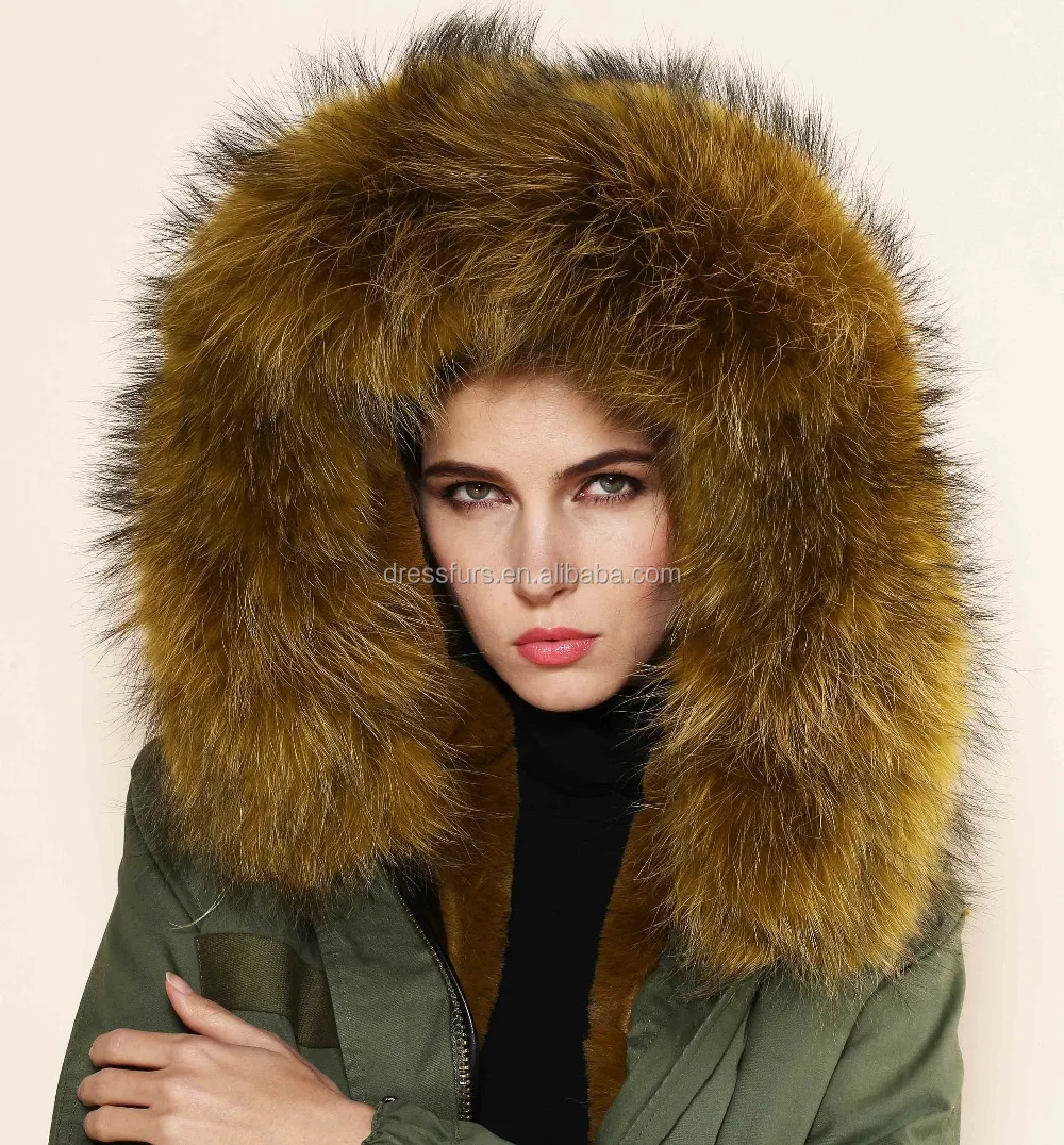 Wholesale Fur Apparel Faux Fur Lining With Raccoon Fur Hooded From ...