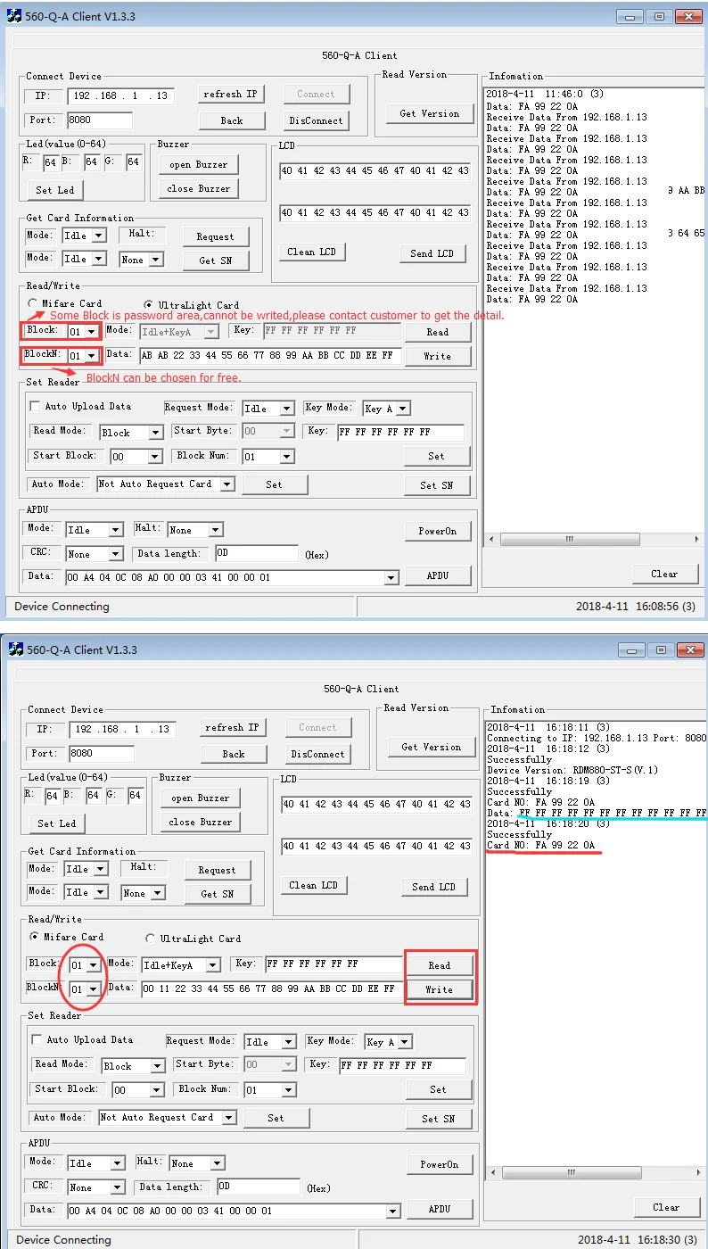 13.56mhz RFID IC Chip Card Reader and Writer with Wifi