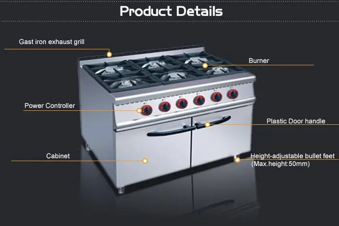 Hotel & Restaurant Gas Range - 6 Burners for Commercial Kitchen