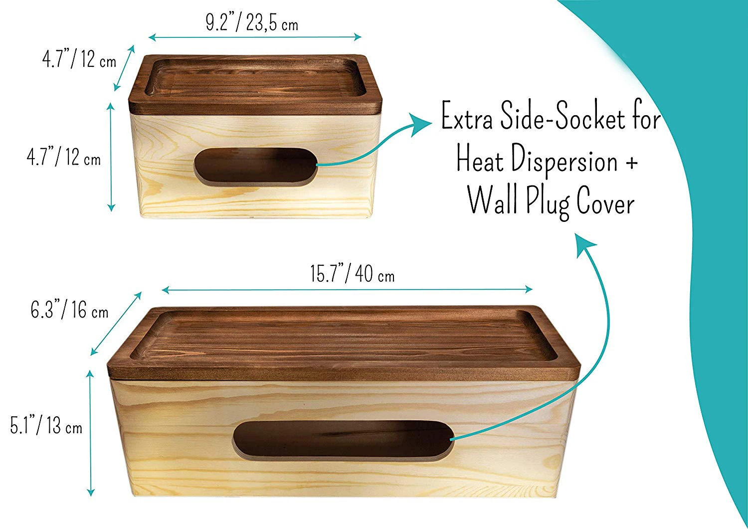 Custom Wood Cord Organizer Box Rustic Wooden Cable Management Box With ...