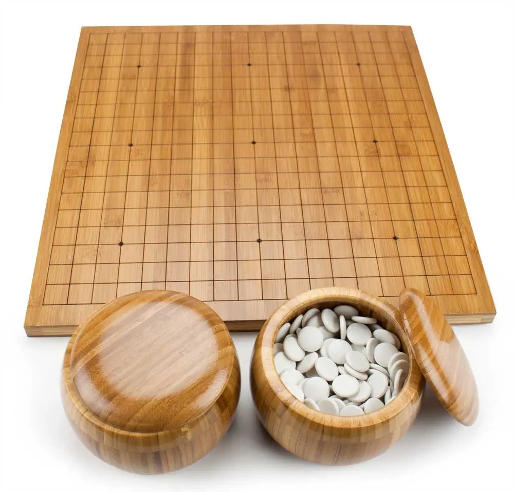 Chinese Go Set With Bamboo Go Board Includes Bowls & Bakelite Stones ...