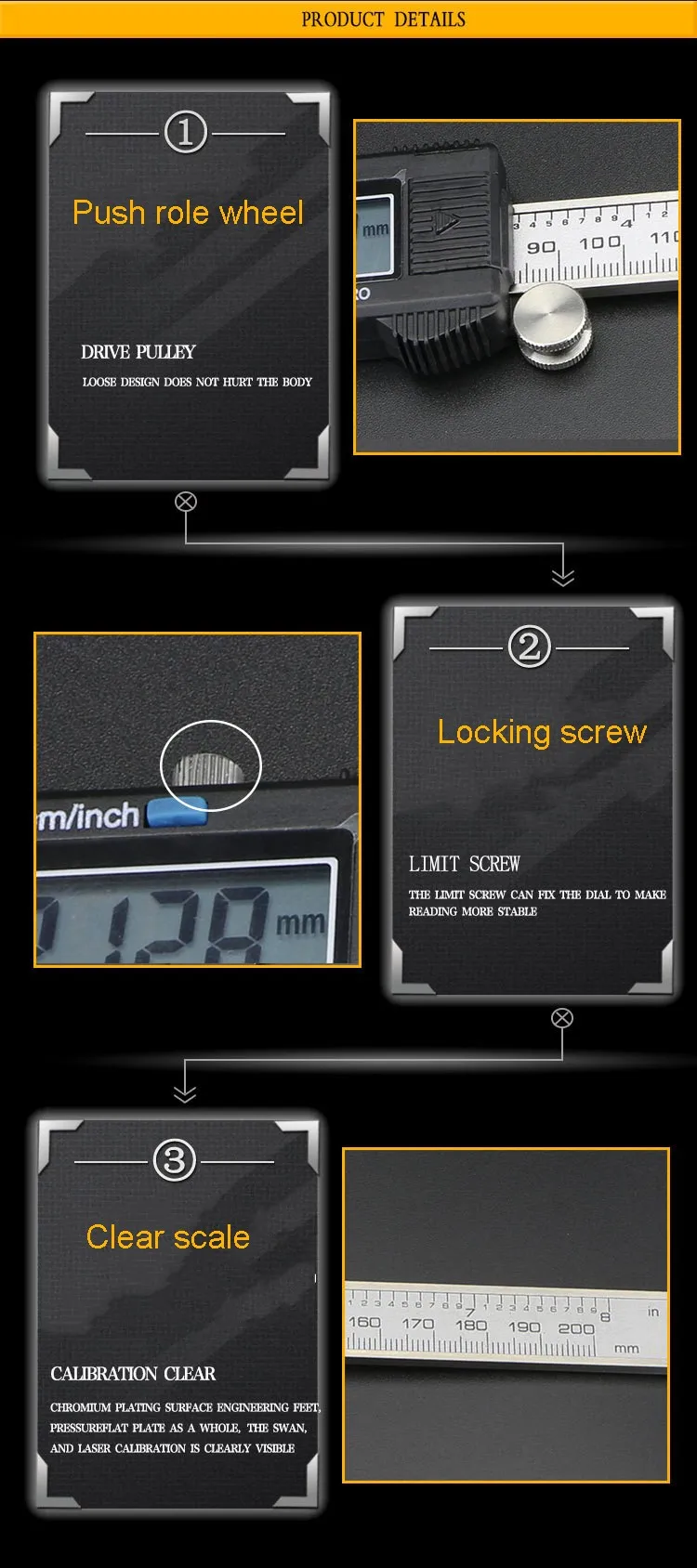Custom Logo Digital Caliper with Plastic Head - 1 Year Warranty