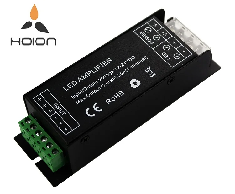 Led Power Amplifier 12v 24v 25a 1ch 300w 600w Single Color Led Repeater ...