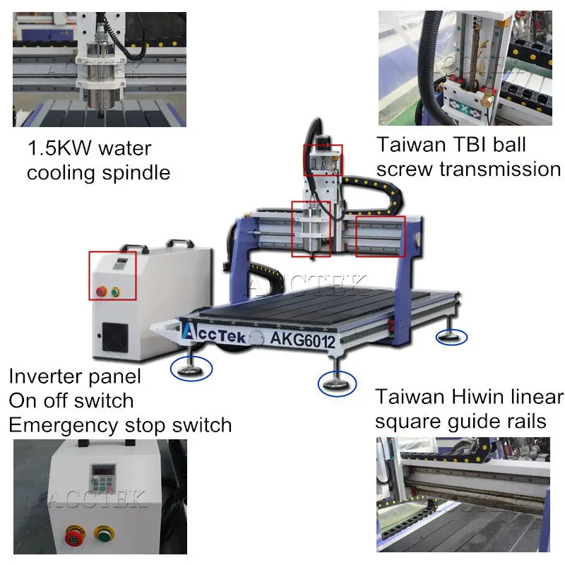 Acctek Mini Desktop 3d Cnc Router 6090 Small Cnc Engraving Cutting ...