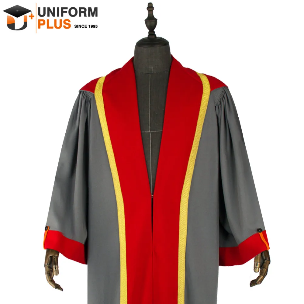 Classic Red Doctoral Graduation Gown - Phd Robe with Hood