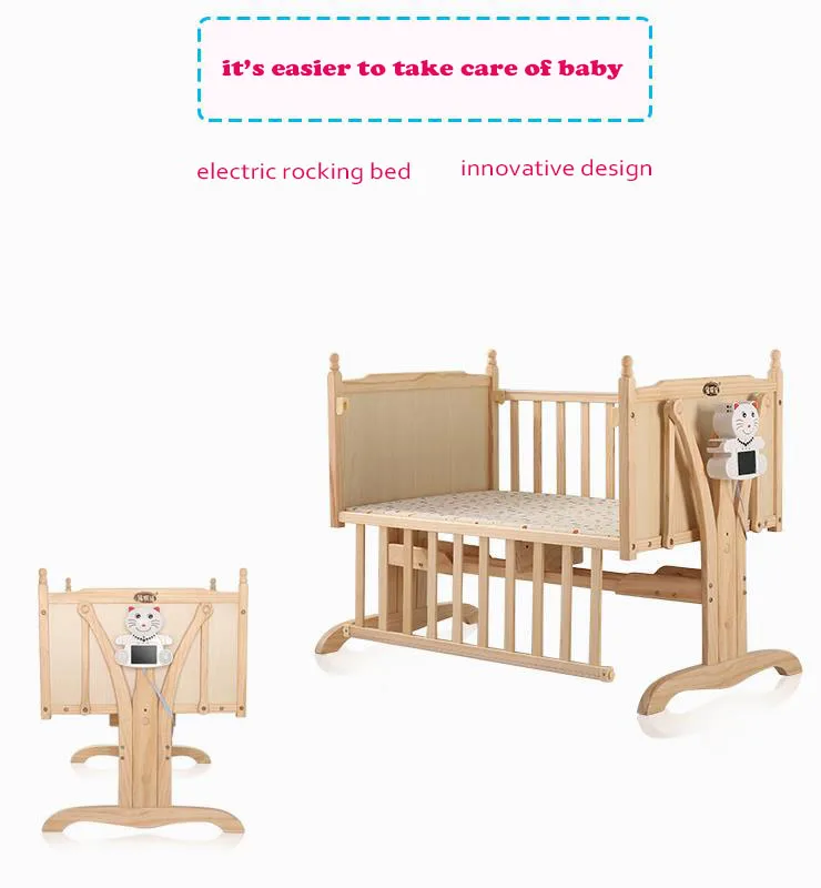 Remote Control Baby Electric Wooden Swing Bed Picture/solid Wood Cradle ...