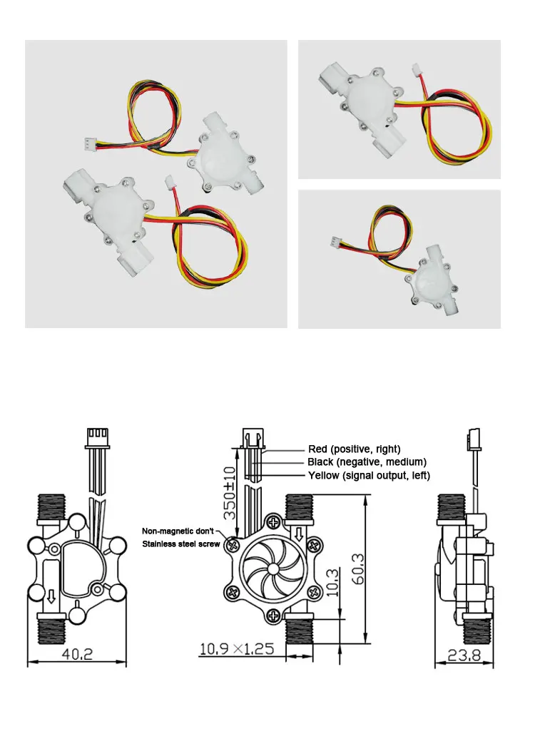 10.9mm 0.15-1.5L/min Micro Liquid Flowmeter Sensors Electronic Water ...